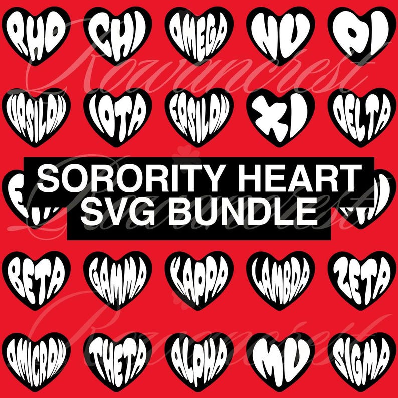 Sorority Hearts Valentines Greek Custom Color High Quality SVG Files ...