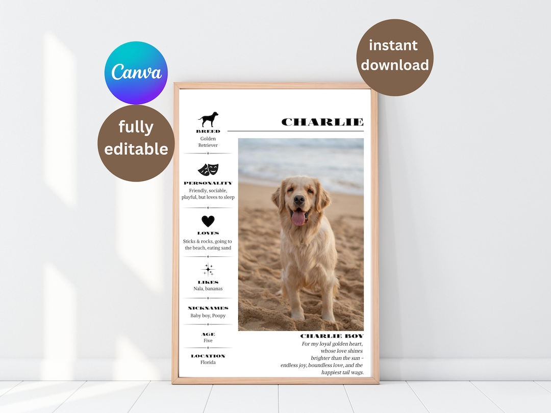 Custom Pet Photo Profile: Canva Template (digital Download) - Etsy