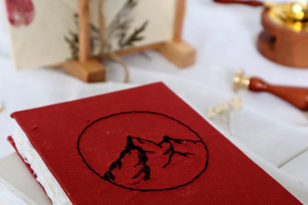 Hand Embroidered Mountain Journal: Recycled Cotton Paper Notebook - Etsy