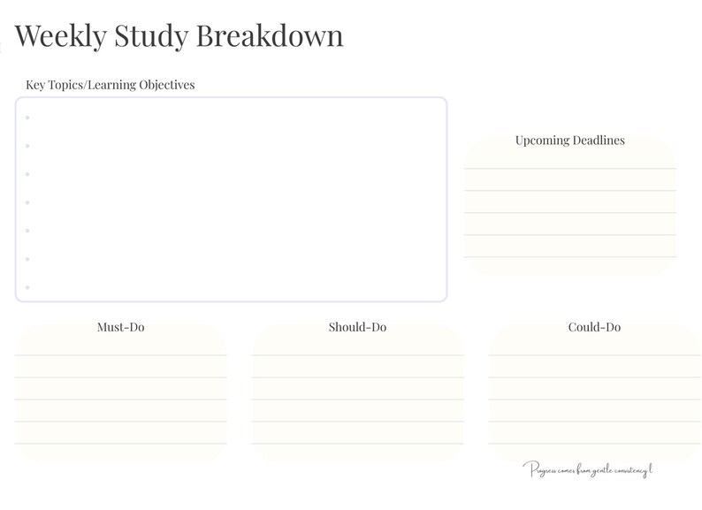 Weekly Study Planner Bundle Printable - Planner + Breakdown | A4 & US ...