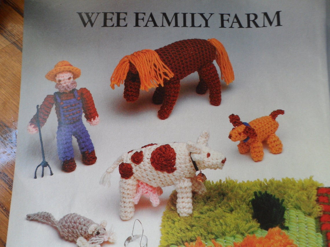Crochet Patternfarm Setincludes Farmer/wife/animals/house and Yard on a ...