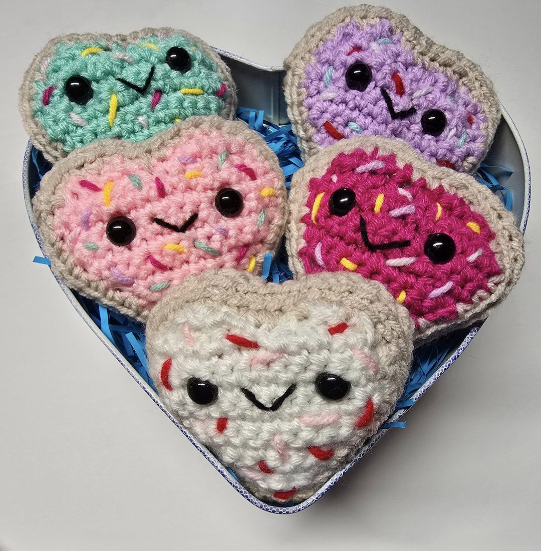 Crochet Pattern HEART Shaped SUGAR COOKIES Valentine Heart Cookies With ...