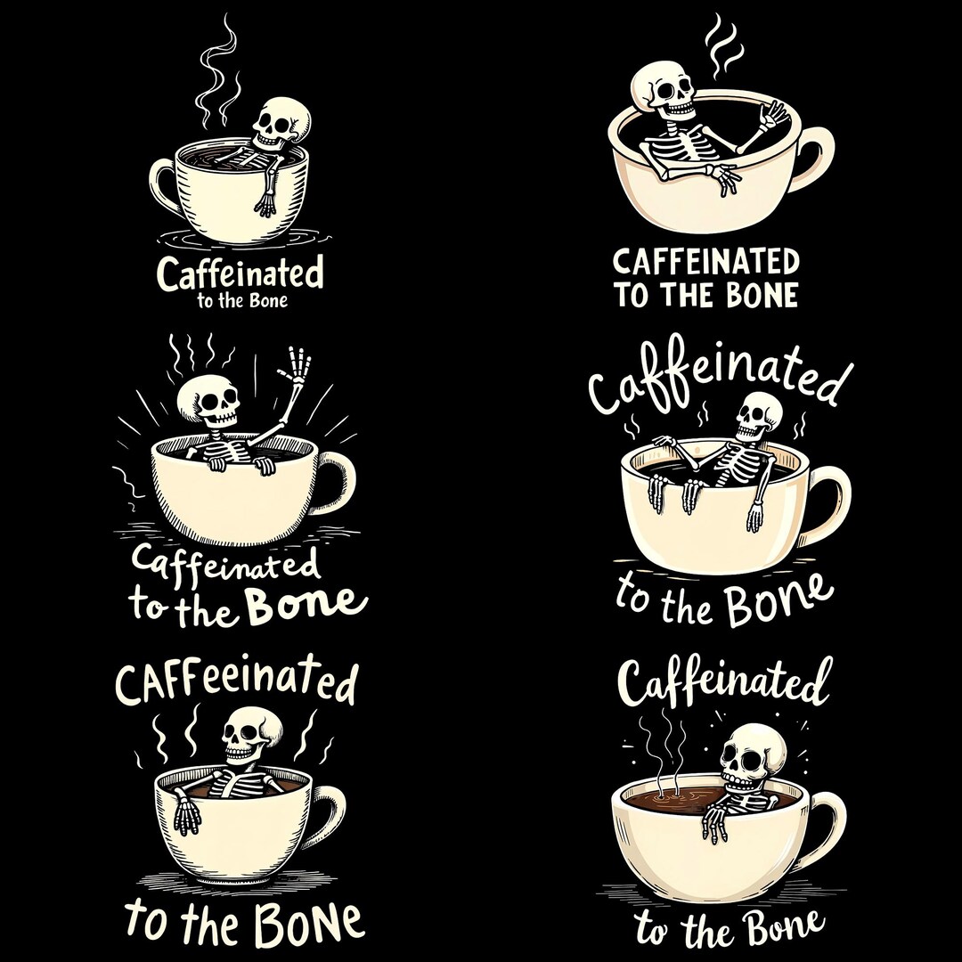 Funny Caffeinated to the Bone PNG, Skeleton Coffee Lover Clipart ...