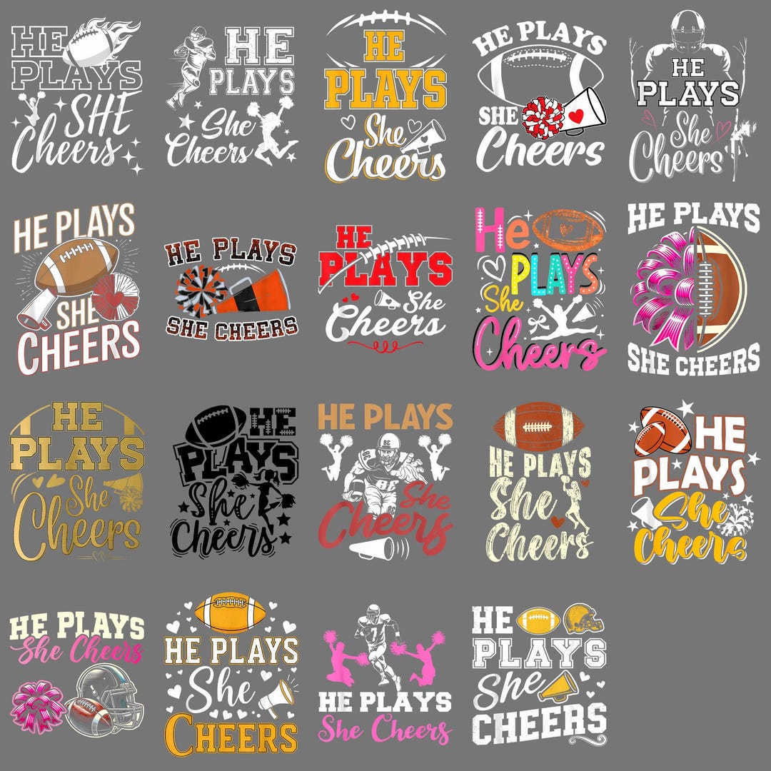 He Plays She Cheers PNG, Football Player Cheerleader Matching Spirit ...