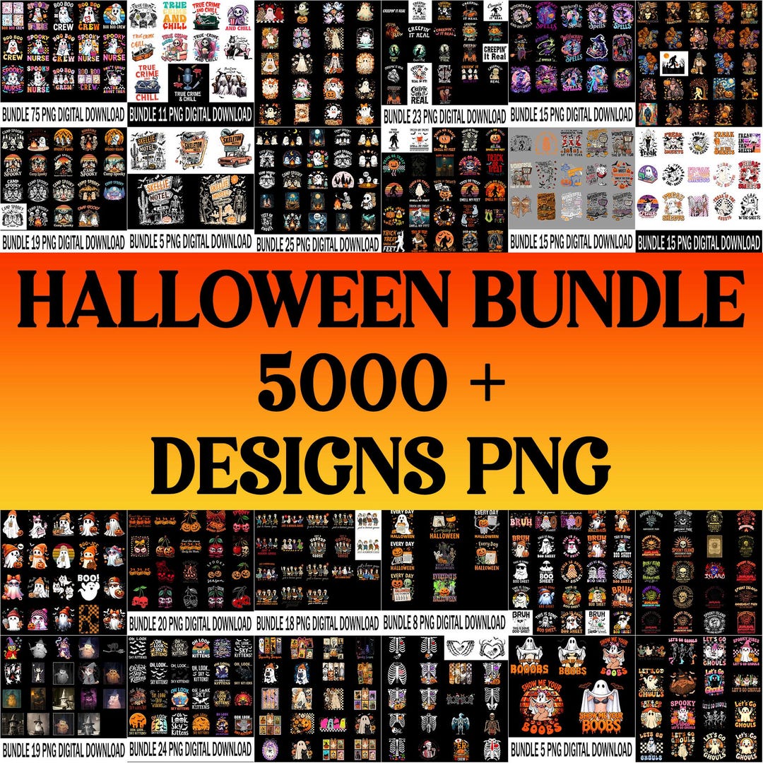 Halloween Mega PNG Bundle, Funny Spooky Sublimation Pack, Vintage ...