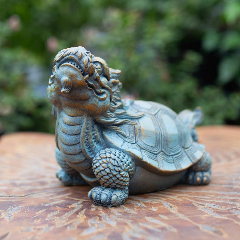 Feng Shui Dragon Turtle Statue: Long Gui Wealth & Protection Decor - Etsy