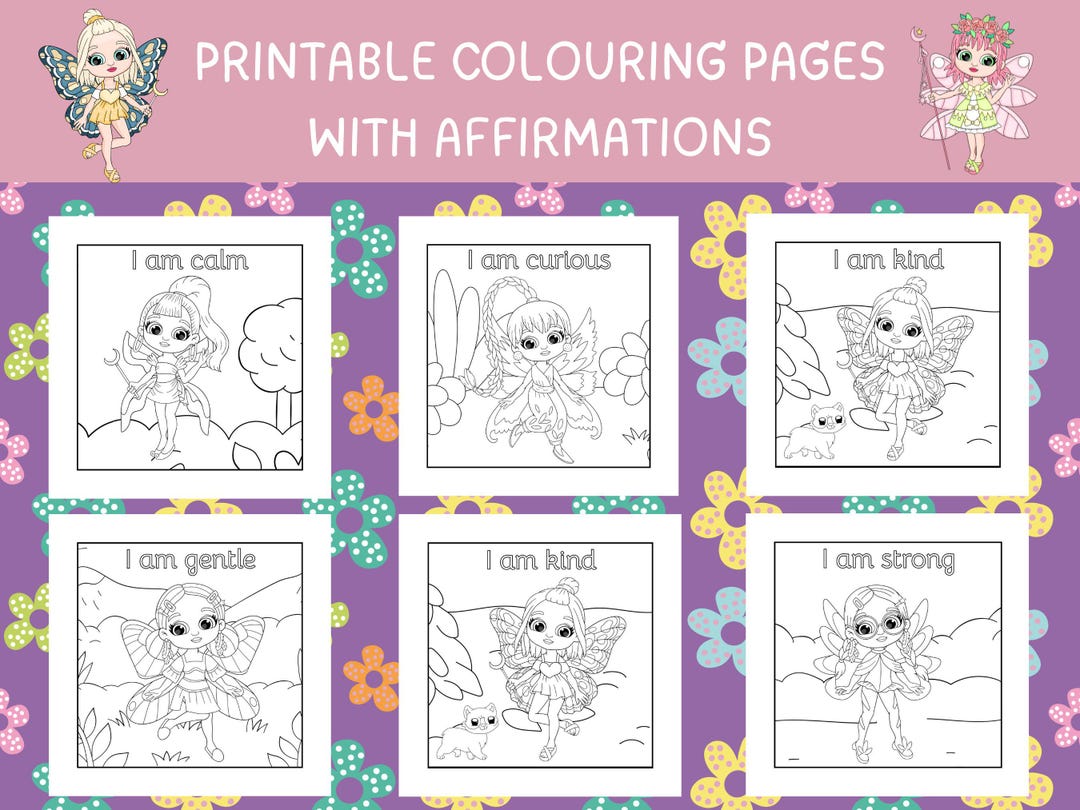 Fairy Coloring Pages: Affirmations for Kids (digital Download) - Etsy