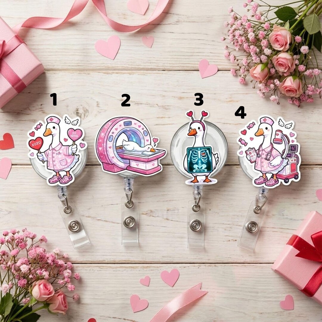 Funny Goose Badge Reel: X-ray Nurse Theme, Retractable Clip, Valentine ...