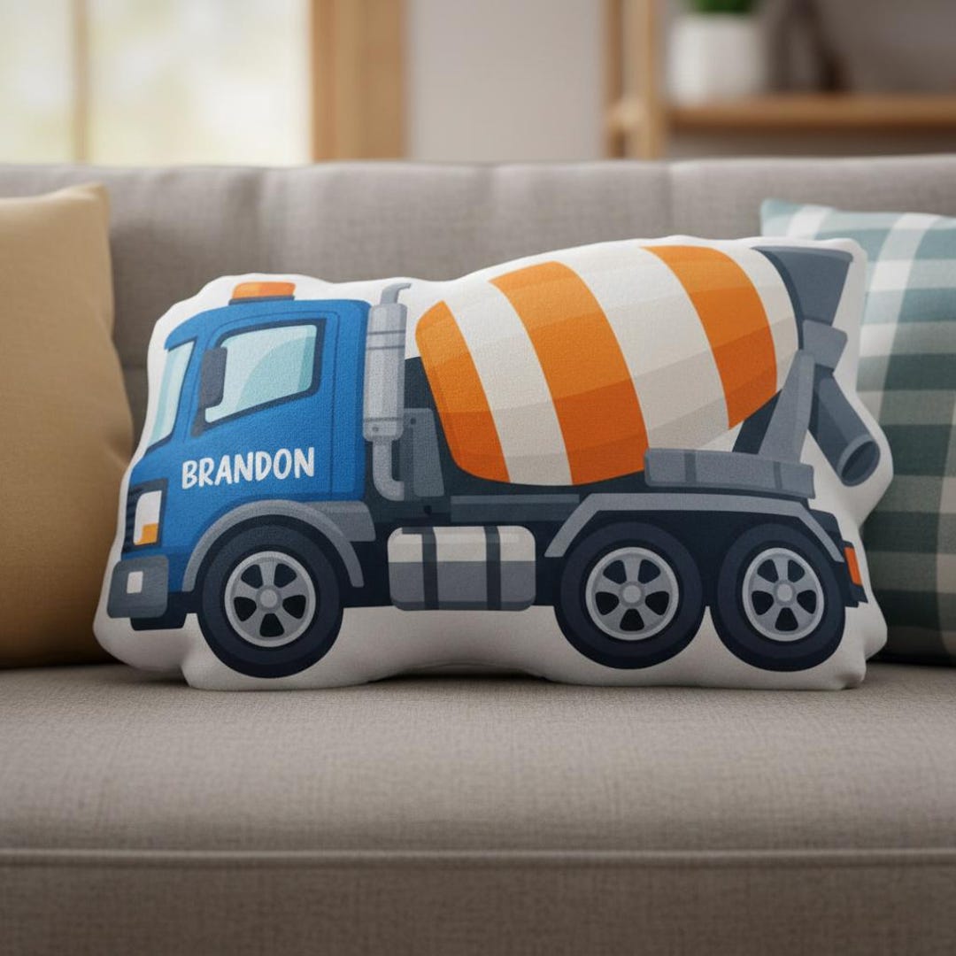 Personalized Plush Pillow: Cement Mixer Truck Shaped Decorative Cushion ...