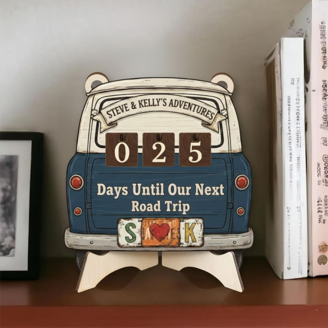 Personalized Road Trip Countdown: Wooden Van Day Counter - Etsy