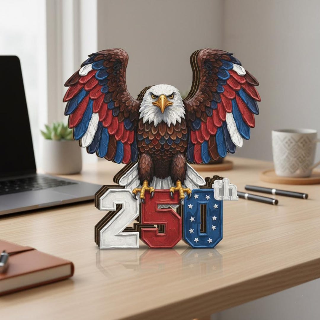 Wood 250th Anniversary Eagle Display Block, Bald Eagle Decor, USA Red ...