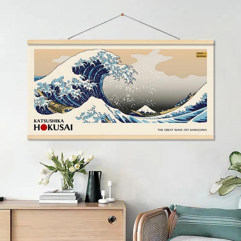 The Great Wave - Katsushika Hokusai Print Poster With Hanger - Etsy