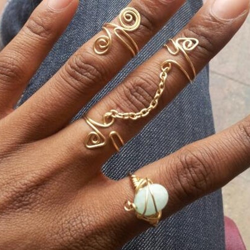 Adjustable Chain Link Double Ring - Etsy