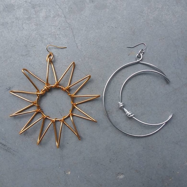 Sun Moon Earrings - Etsy