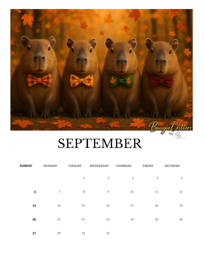 Capybaras Calendar 2026: Calm, Cute & Completely Unbothered (printable ...
