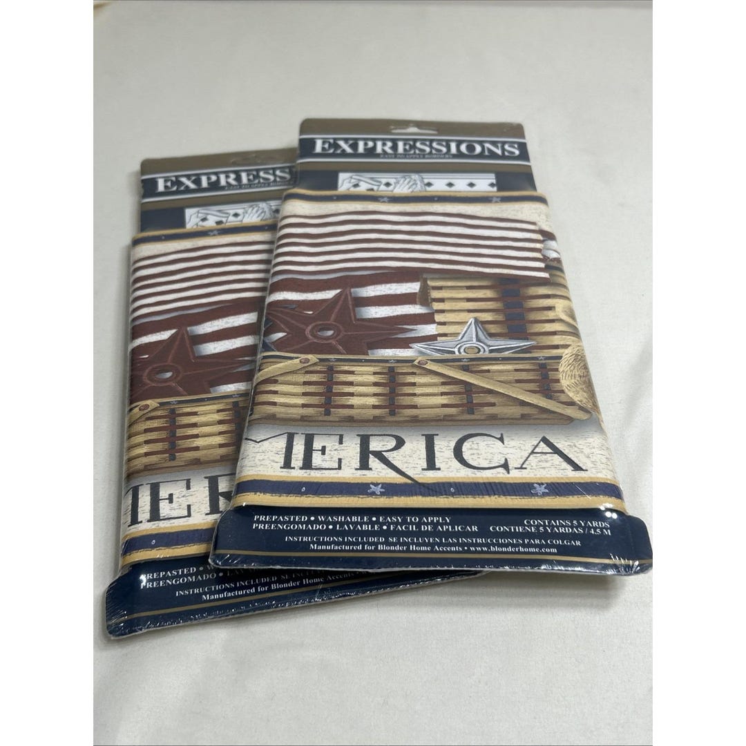 NEW Expression All American Wall Border Prepasted 2 Rolls 5 Yards ...