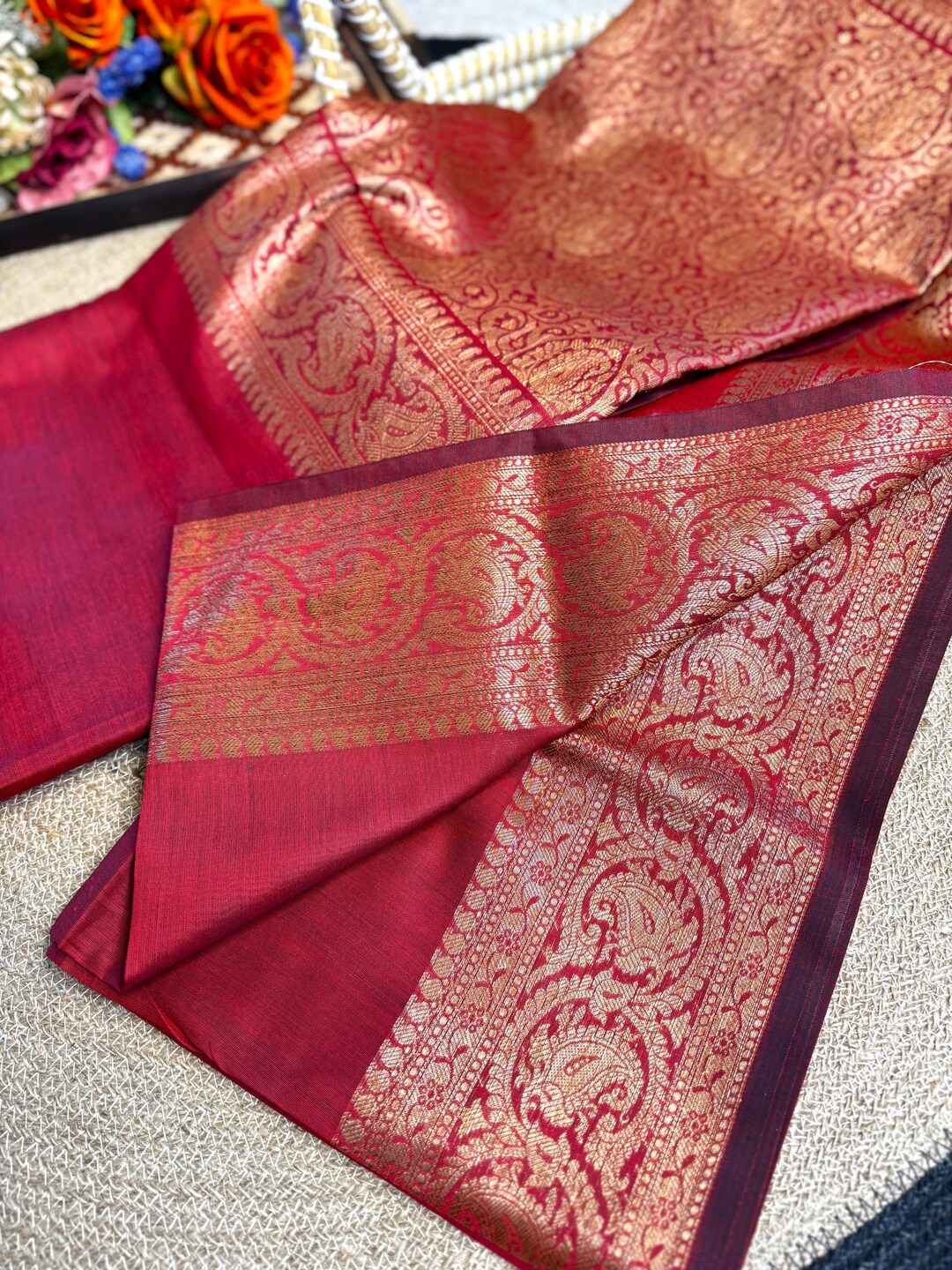 Pure Weaving Matka Silk Saree With Running Brocade Blouse Piece. - Etsy