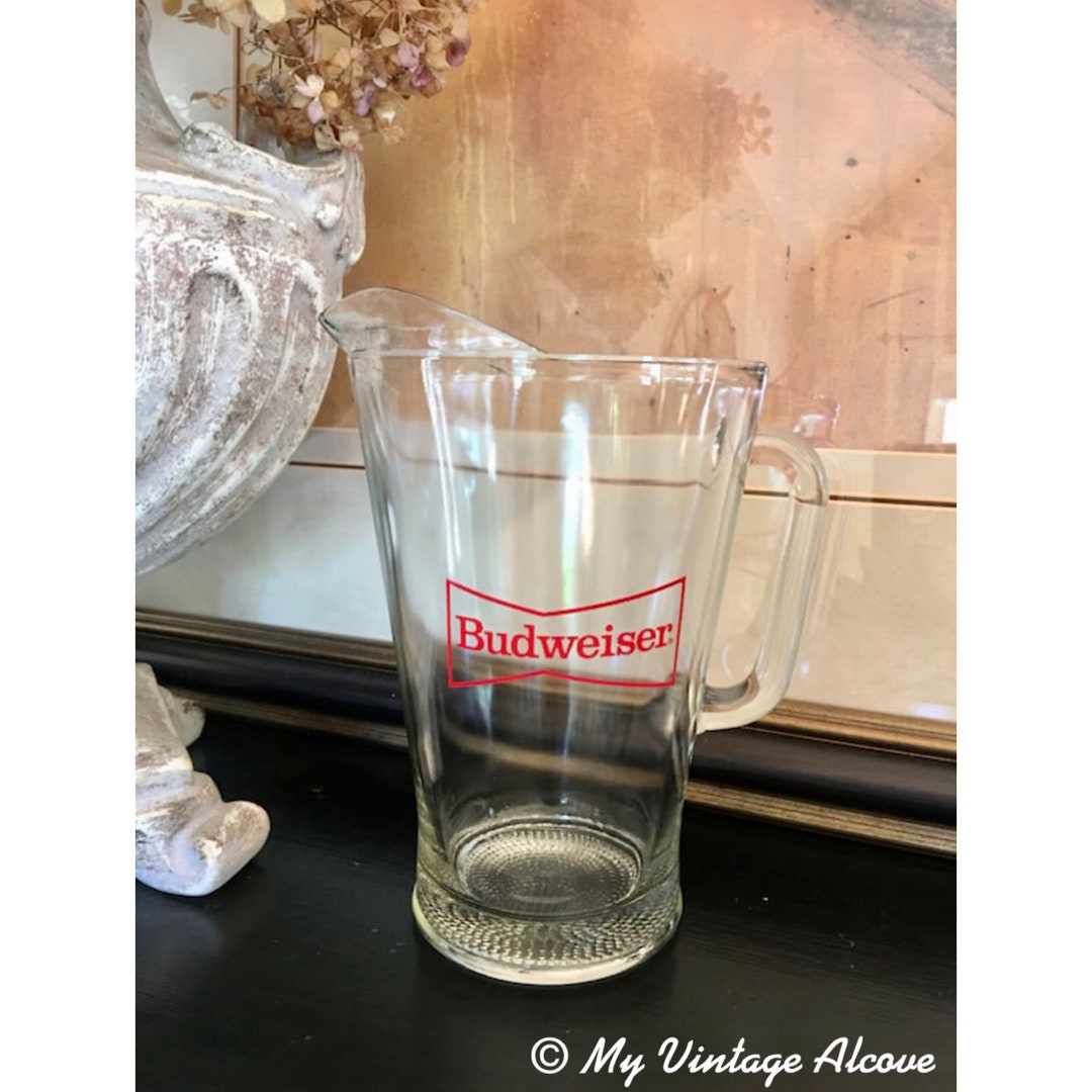 Glass Beer Pitcher, Vintage Budweiser Pitcher, Budweiser Beer Pitcher ...