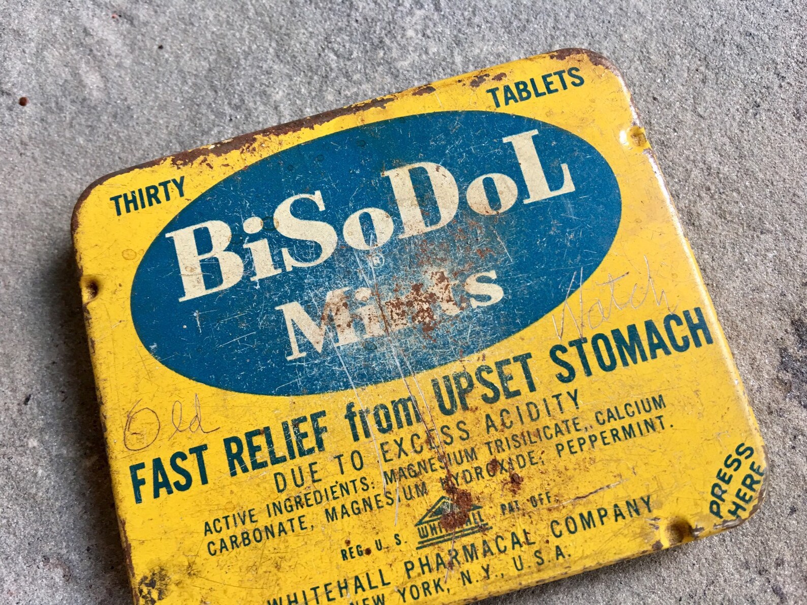 Vintage Antacids Tin, Bisodol Mints Tablets Tin, Vintage Pharmacy Tins ...
