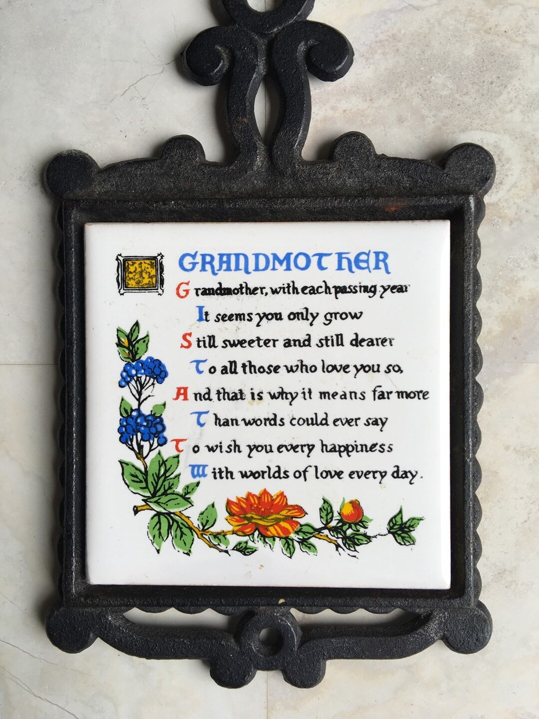 Grandmother Poem Trivet, Trivets for Hot Dishes, Pot Trivet, Decorative ...