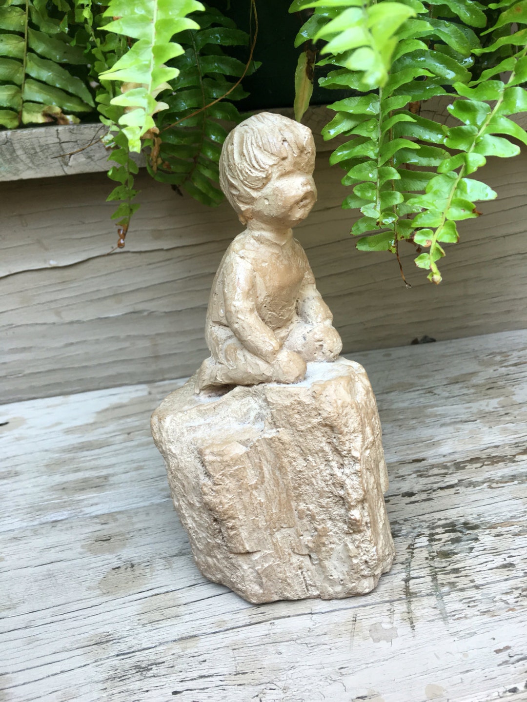 Haeger Statues, Royal Haeger Sculpture Boy on Rock - Etsy