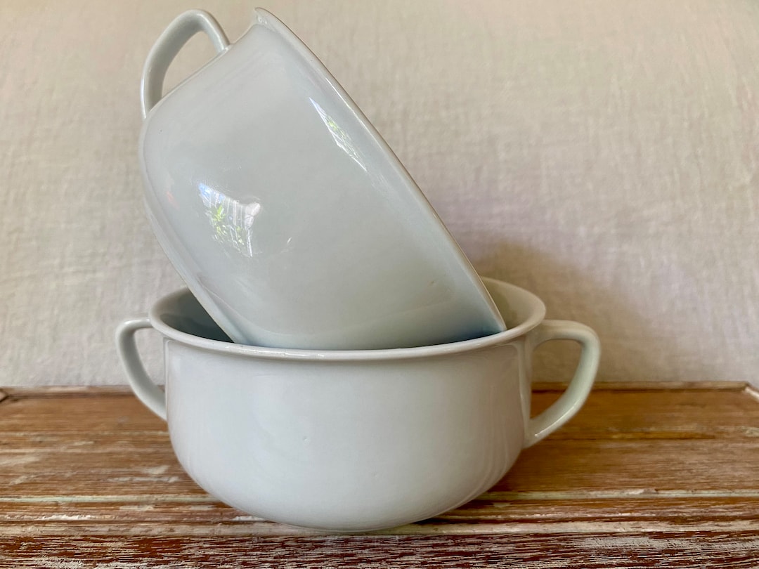 Cream Soup Bowls White, Double Handled Soup Bowls - Etsy