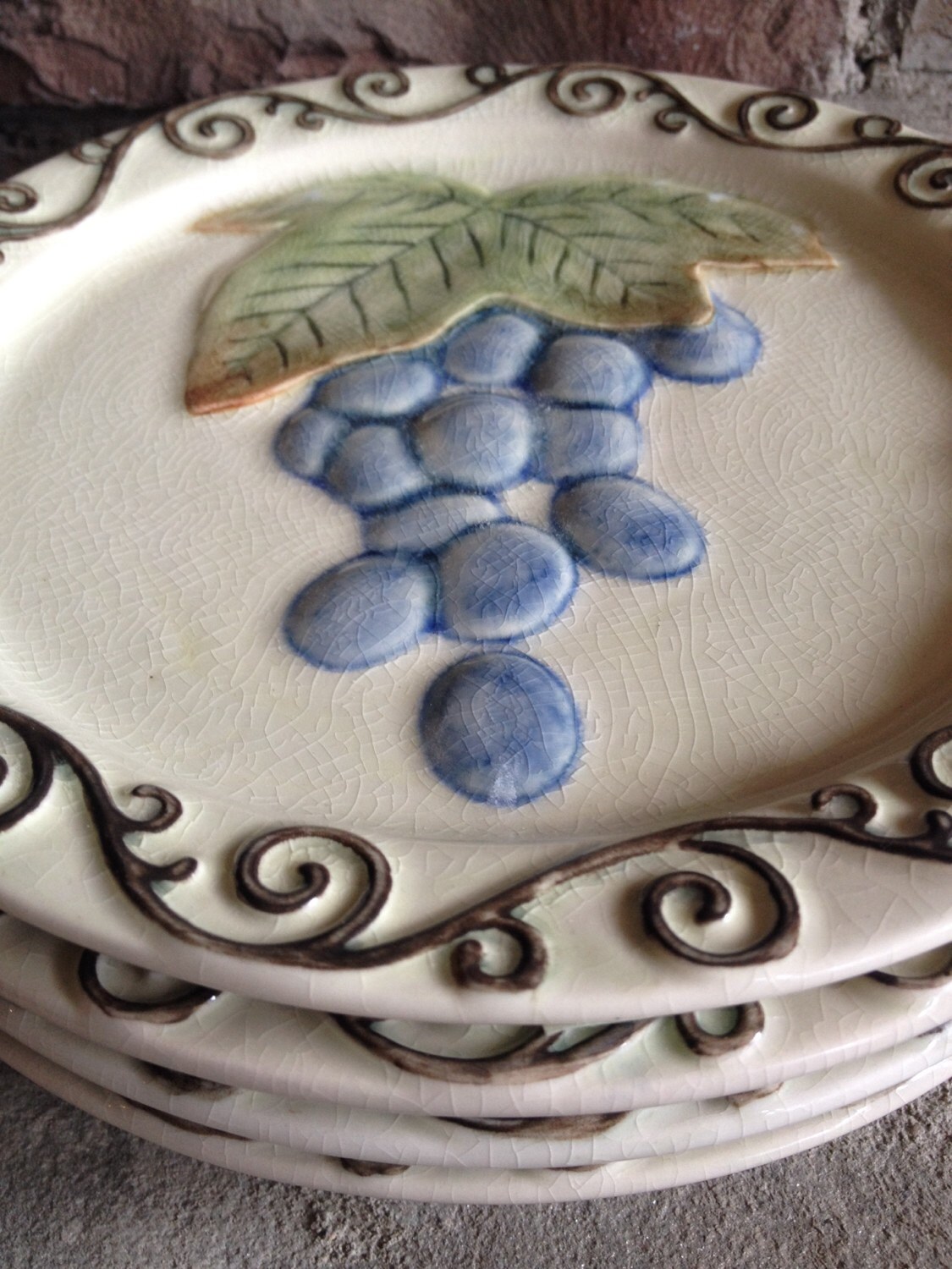 Vintage Grape Plates Grape Pattern Dinnerware Grapevine | Etsy