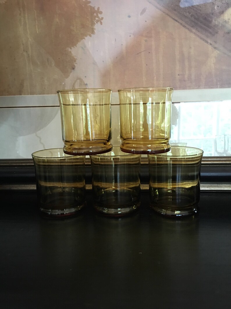 Amber Drinking Glasses Amber Glassware Set Libbey 8 Oz - Etsy