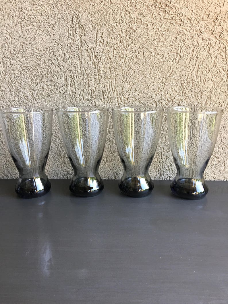 Smoked Drinking Glasses Gray Drinking Glasses Grey Drinking Etsy