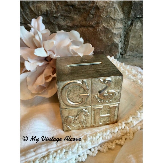 Vintage Silverplate Cube Childrens Banks With Alphabet and - Etsy