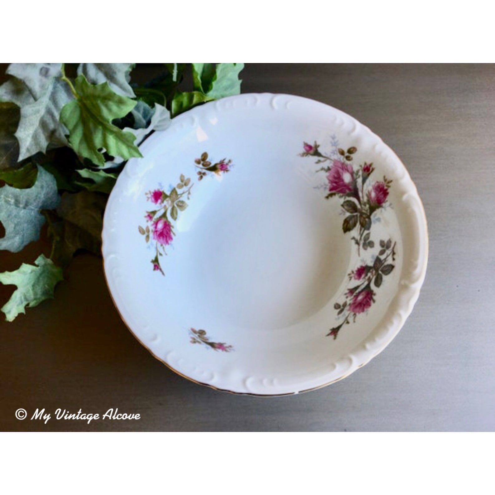 Moss Rose China Bowl Moss Rose Dishes Royal Rose Fine China - Etsy