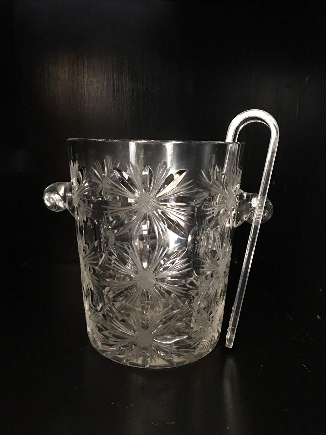 Vintage Cut Glass Ice Bucket, Small Crystal Ice Bucket, Small Glass Ice ...