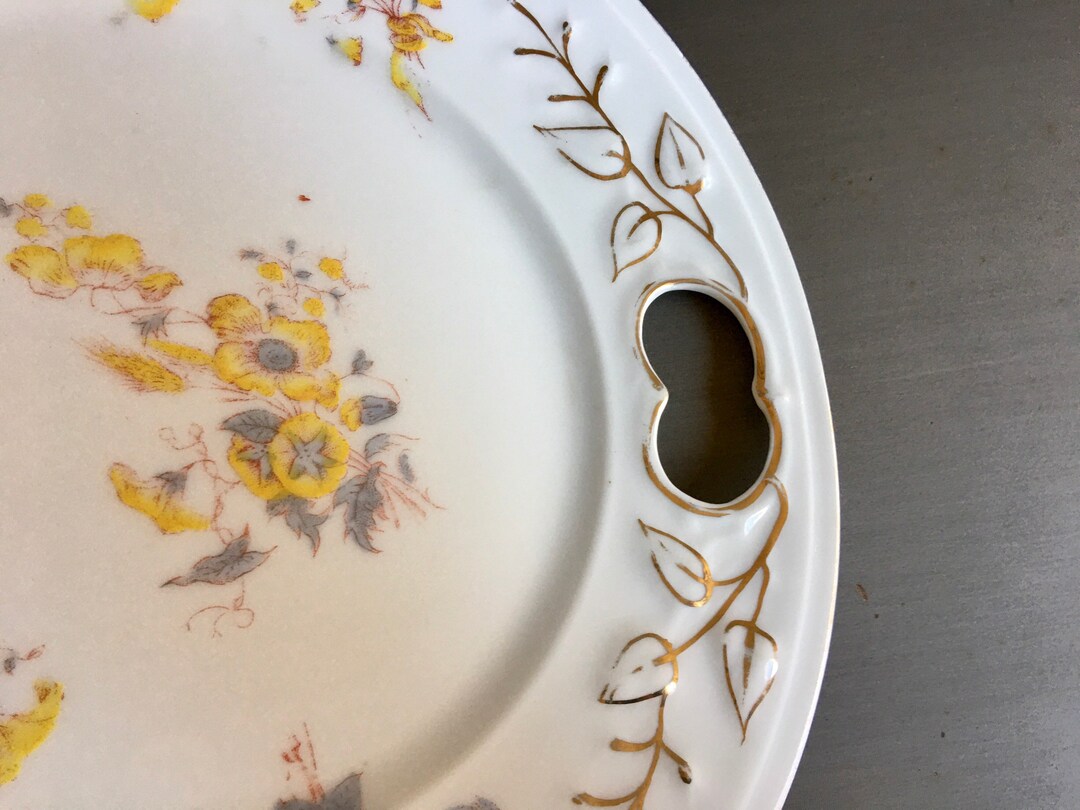 Ceramic Cake Plate Antique Cake Platter Yellow Cake Plate - Etsy