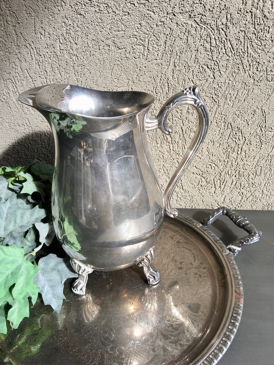 Silver Plated Water Pitcher With Ice Guard, Vintage Silver Plate Water ...