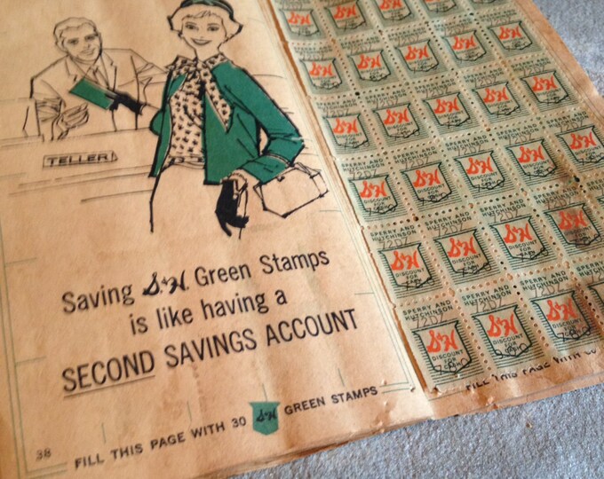 S & H Stamp Book Green Shield Sperry Hutchinson Saving Vintage SH ...