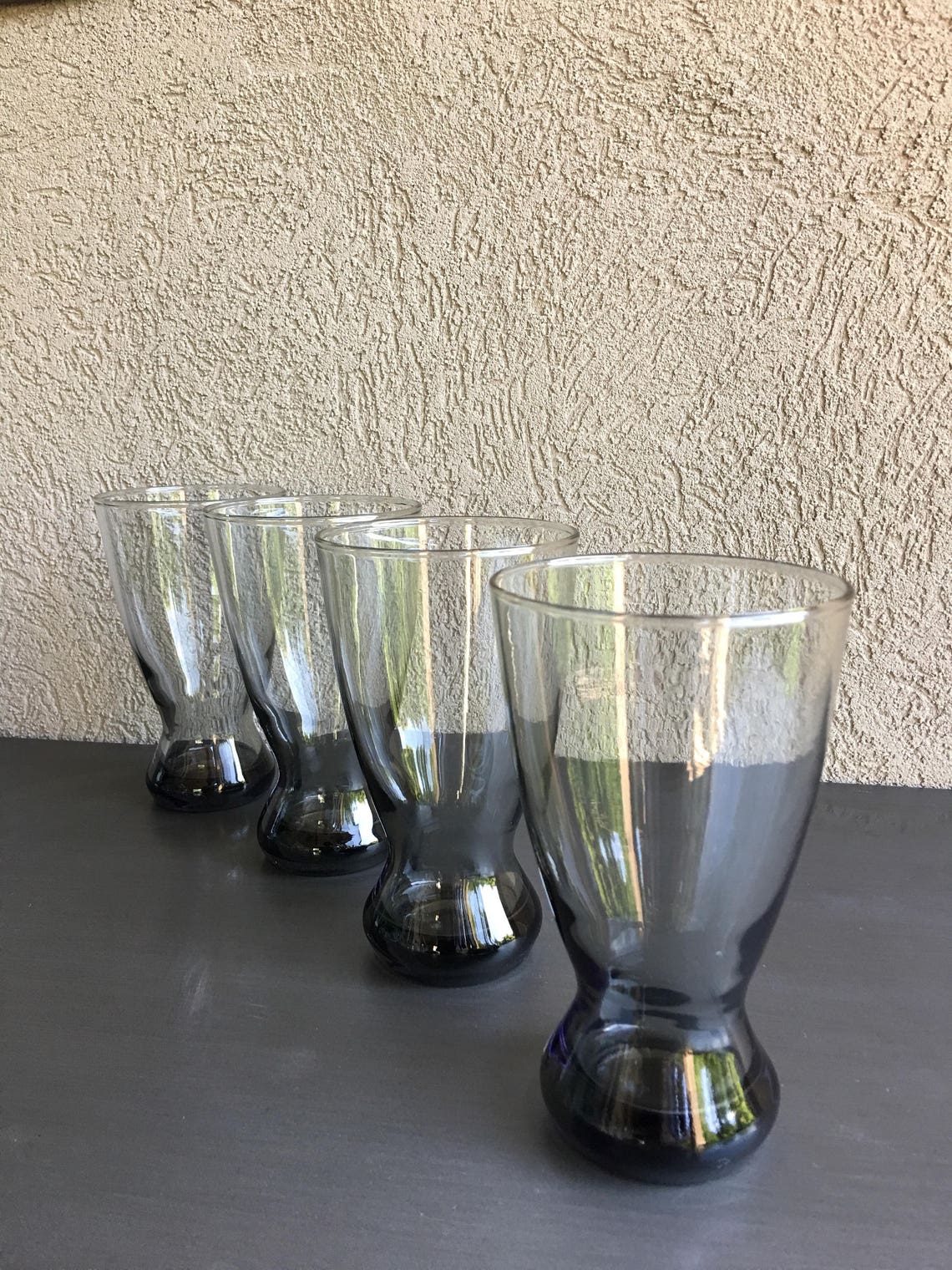 Smoked Drinking Glasses Gray Drinking Glasses Grey Drinking Etsy