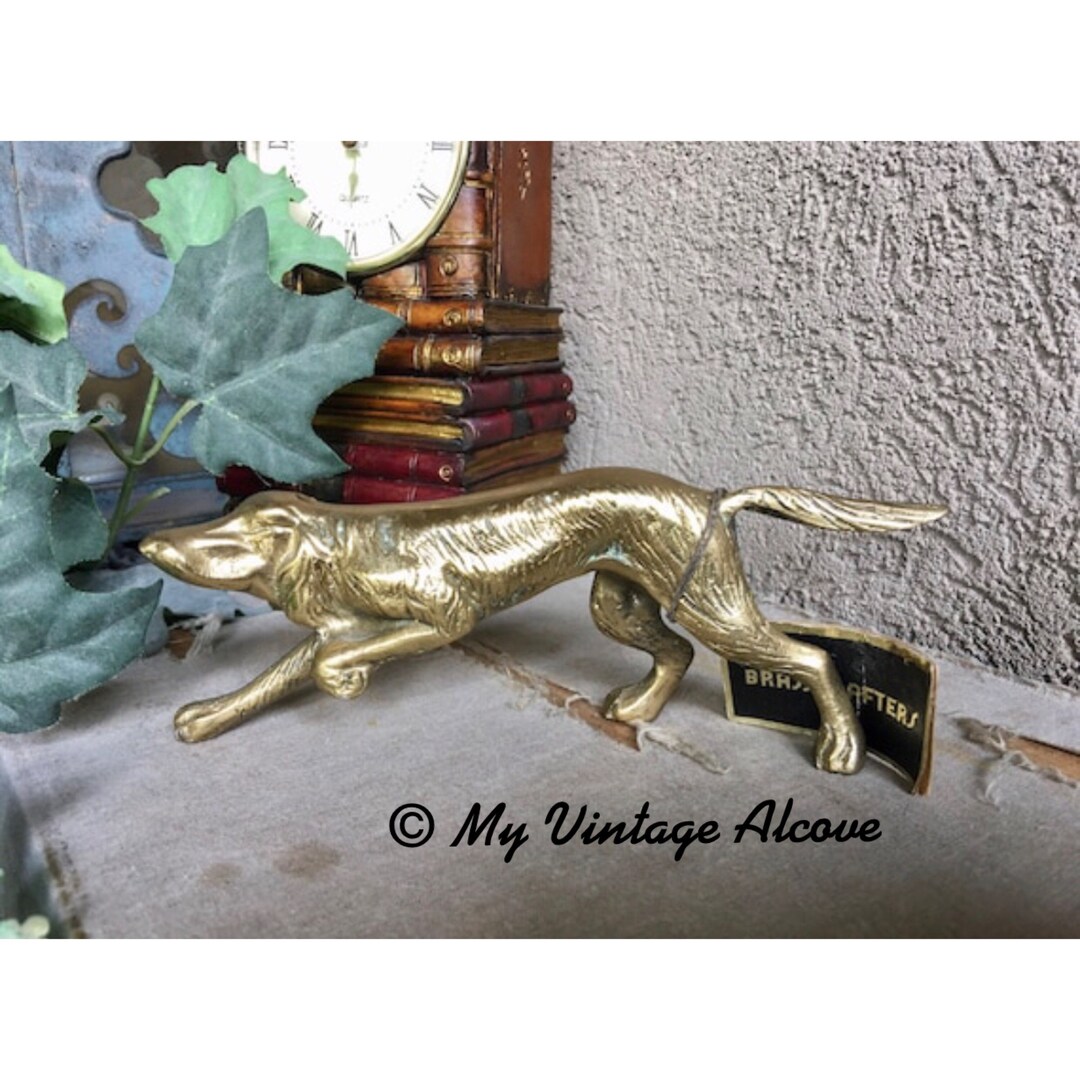 Brass Dog, Solid Brass Dog, Vintage Brass Dog Figurine, Hunting Dog ...