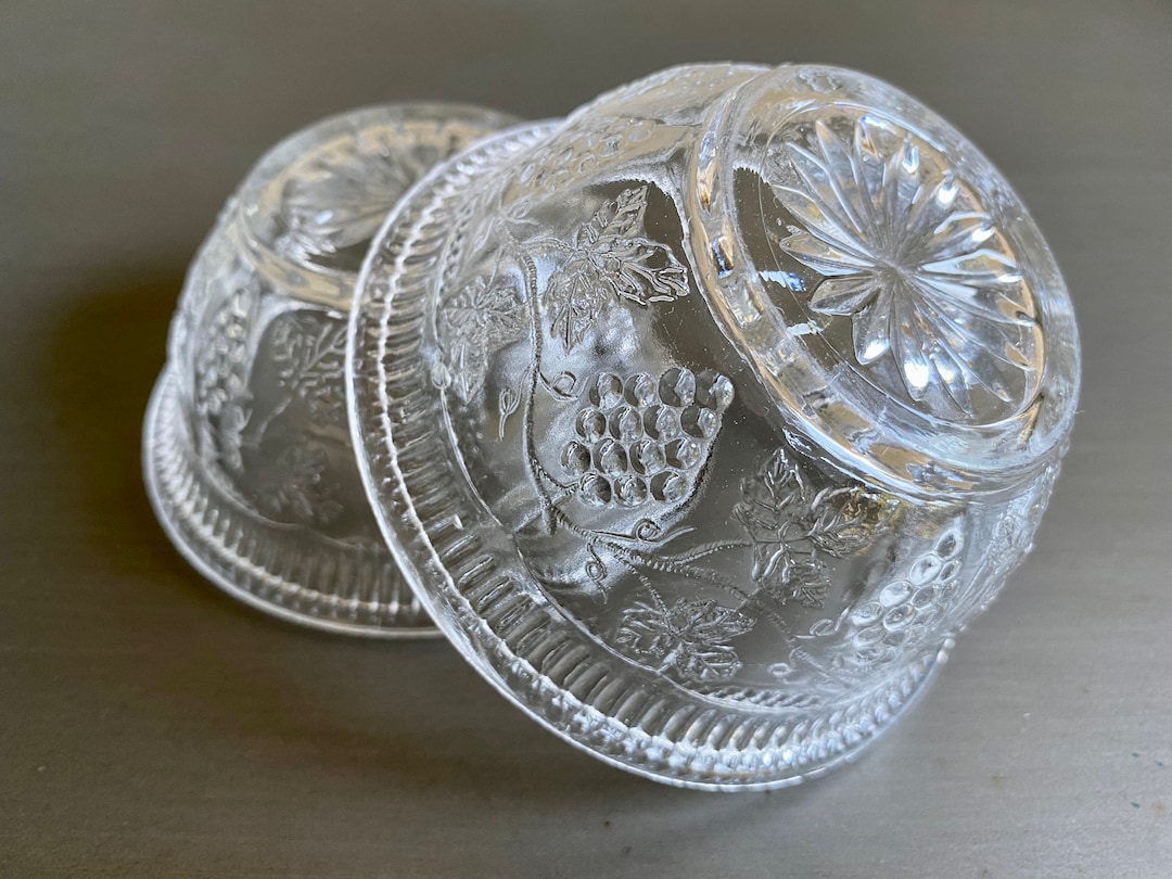 Grapevine Bowl, Grape Pattern Bowls, Vintage Glass Dessert Dishes ...