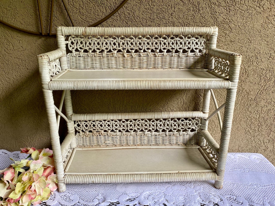 Wicker Standing Shelf Wicker Storage Shelf White Wicker Wall - Etsy Canada