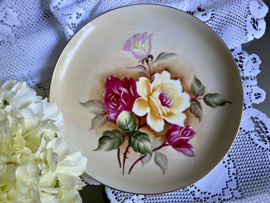 Roses Plate Vintage, Floral Plate Hand Painted, Norcrest Plate - Etsy