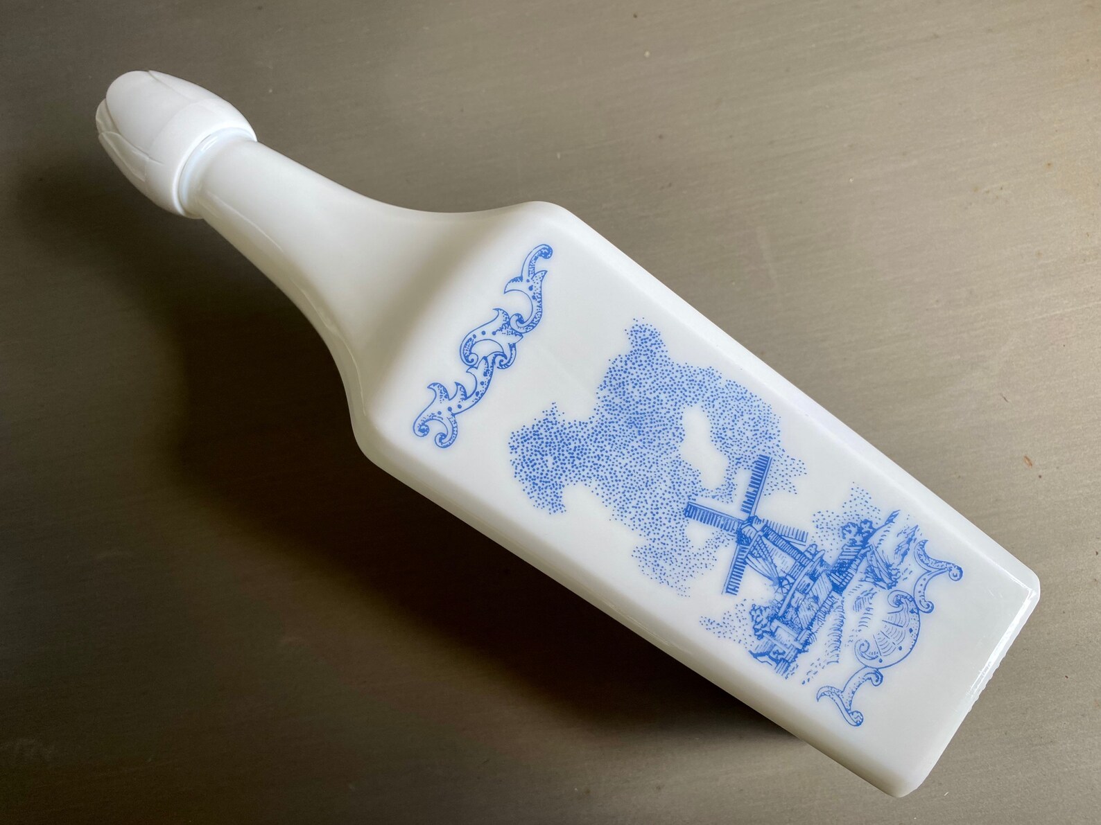 Milk Glass Liquor Bottle, Windmill Bottle, Vandermint Liqueur Bottle - Etsy