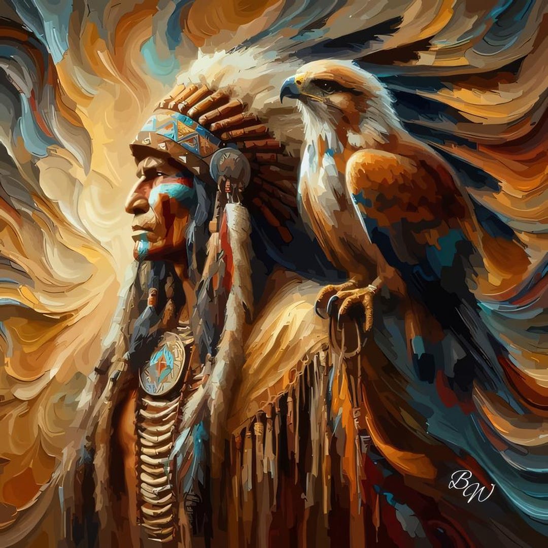 Native American Indian Male With Hawk - Etsy Canada