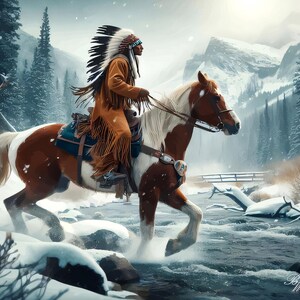 Native American Indian Crossing a Stream 14 - Etsy