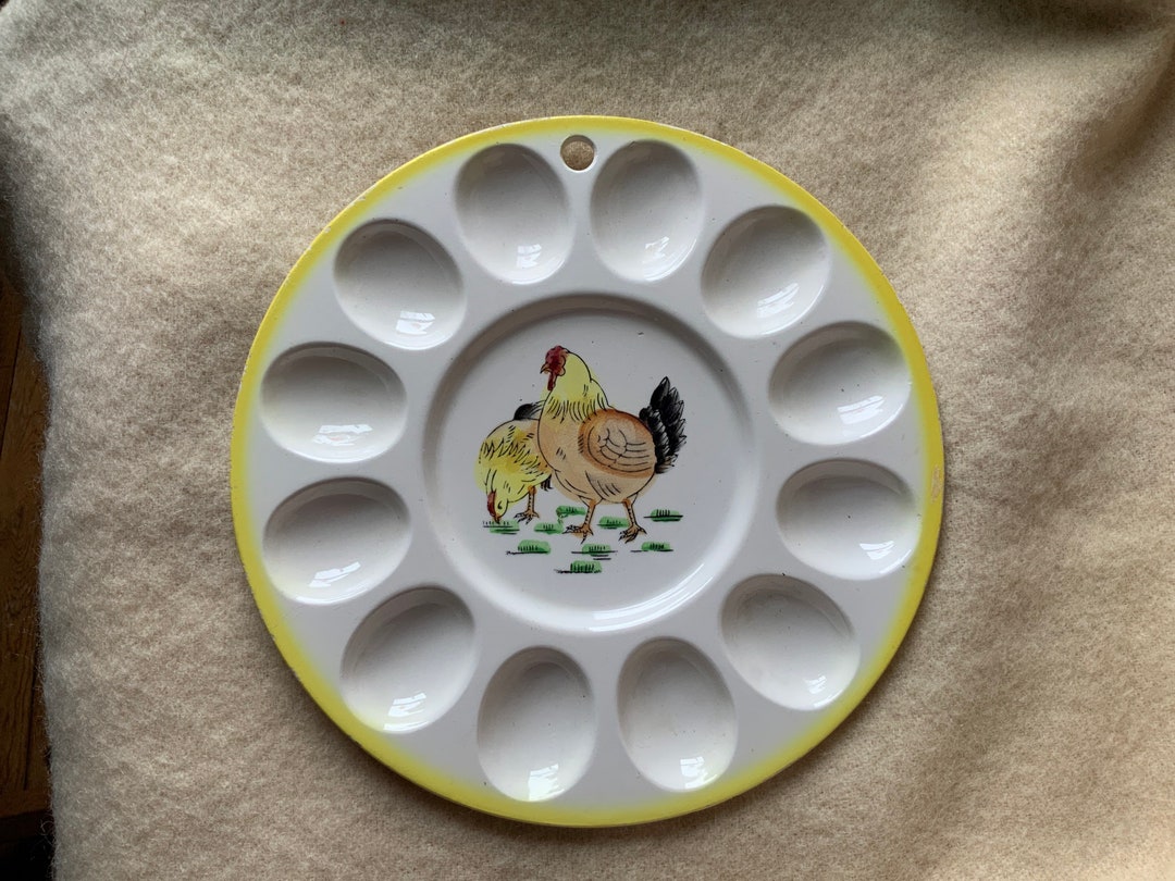 Deviled Egg Plate Farmhouse Decor Country Decor Hen and Rooster Egg ...