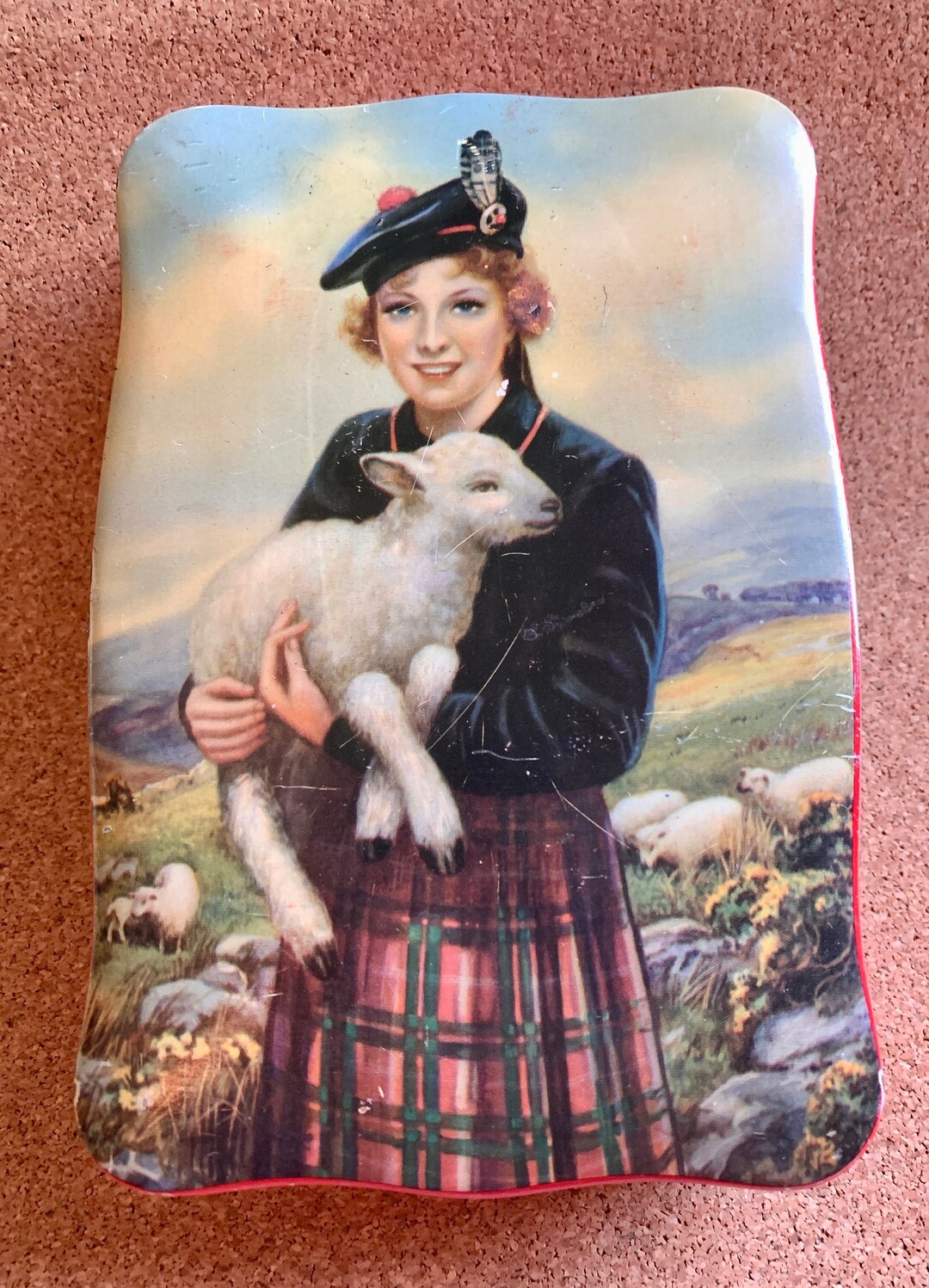 Tin - Scottish Lass With Lamb - 1950's - Thorne's English Premier ...