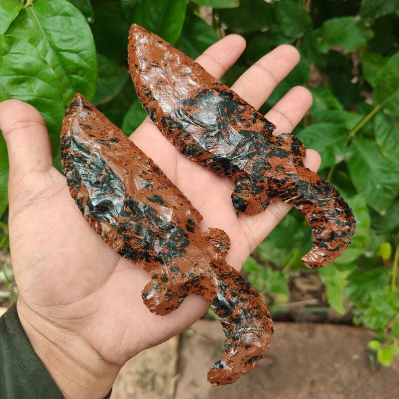 Mahogany Obsidian Blade Arrowheads Knife – 6" Large Crystal Arrowhead ...