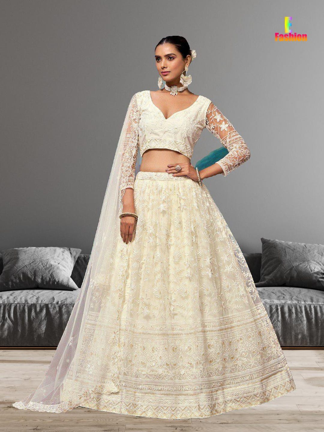 White Lehenga Choli of Women Bridal Lahenga Indian Wedding Designer ...