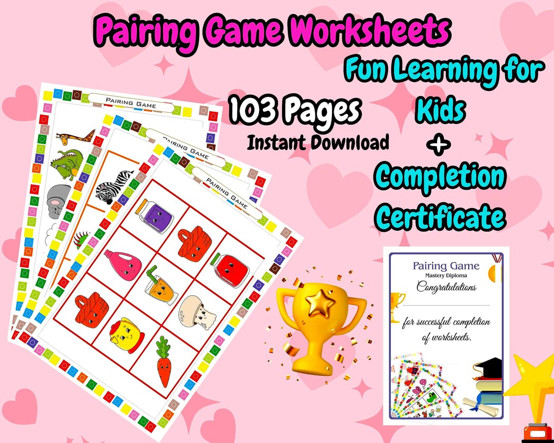 Printable Kids Pairing Game: Fun Matching & Memory Activity (PDF ...