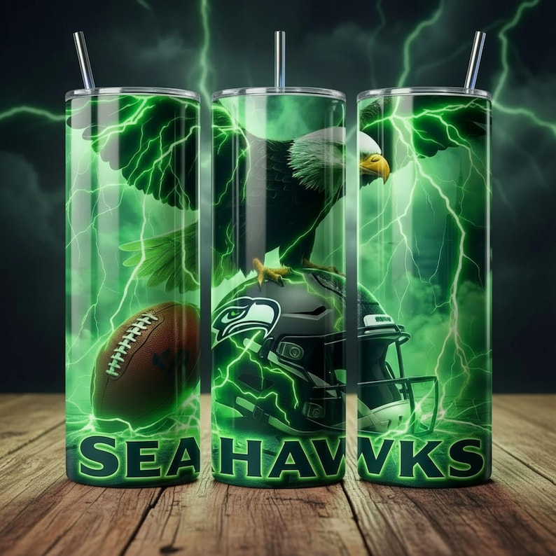 Seahawks Tumbler Wrap PNG | Football Mascot Sublimation Design (digital ...