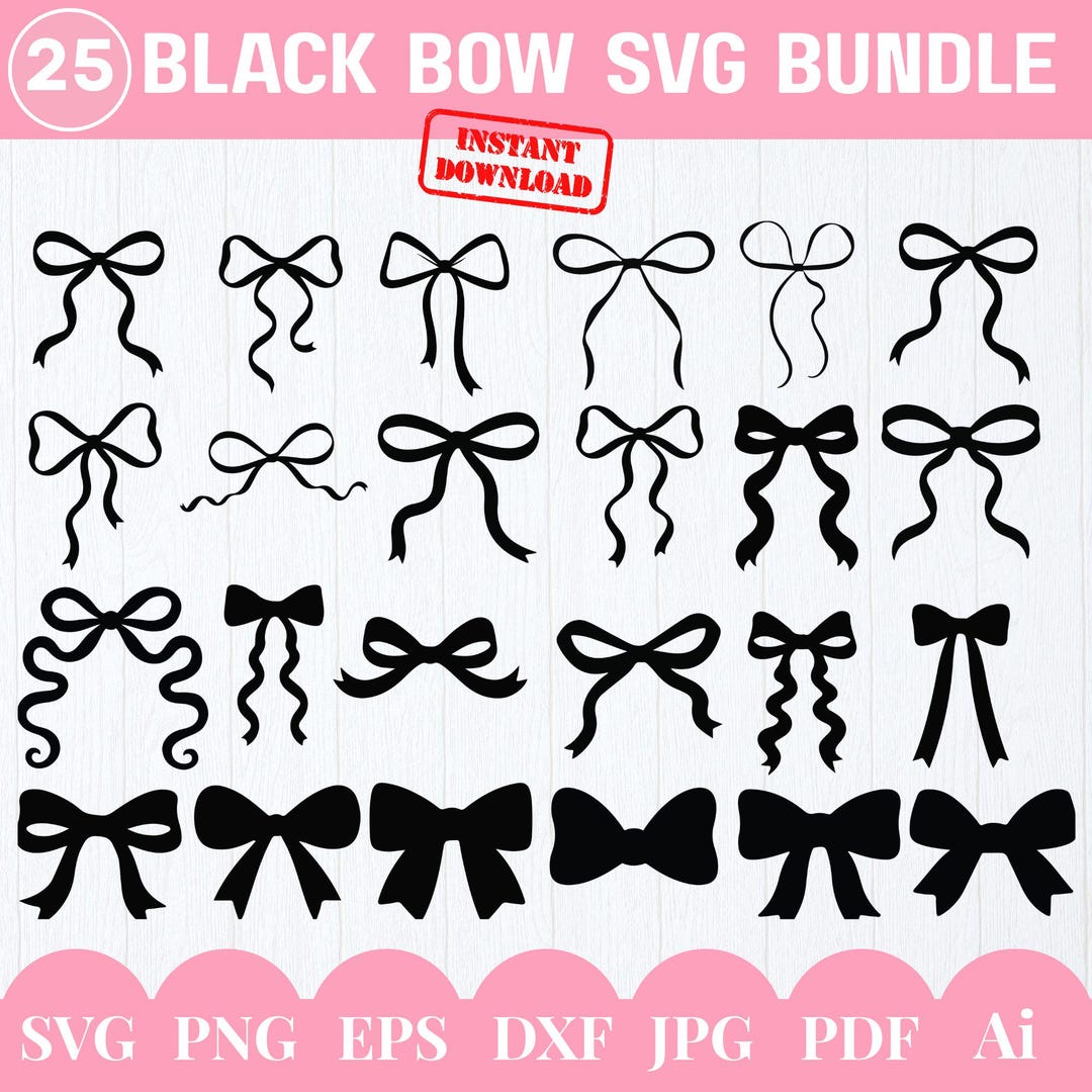 Black Bow SVG Bundle, Ribbon Clipart (digital Download) - Etsy